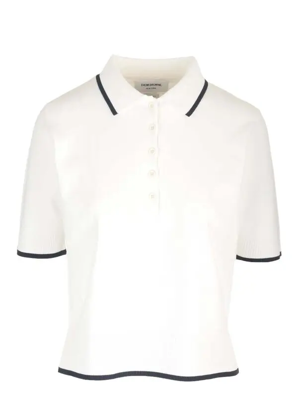 Thom Browne Rib-stitch Short-sleeved Polo Shirt - White