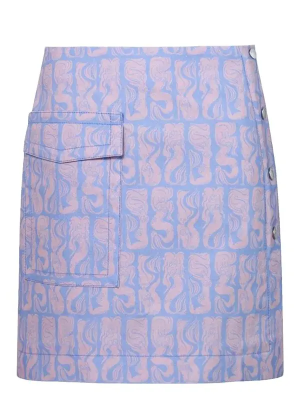 Kenzo Floral Embroidery A-line Skirt - Blue