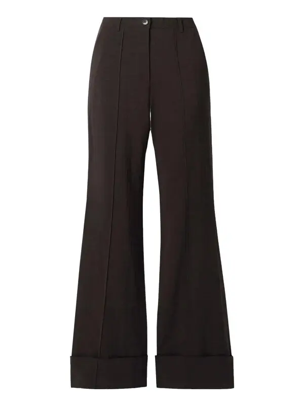 Co Name' High Waisted Straight Leg Cuffed Pants - Black