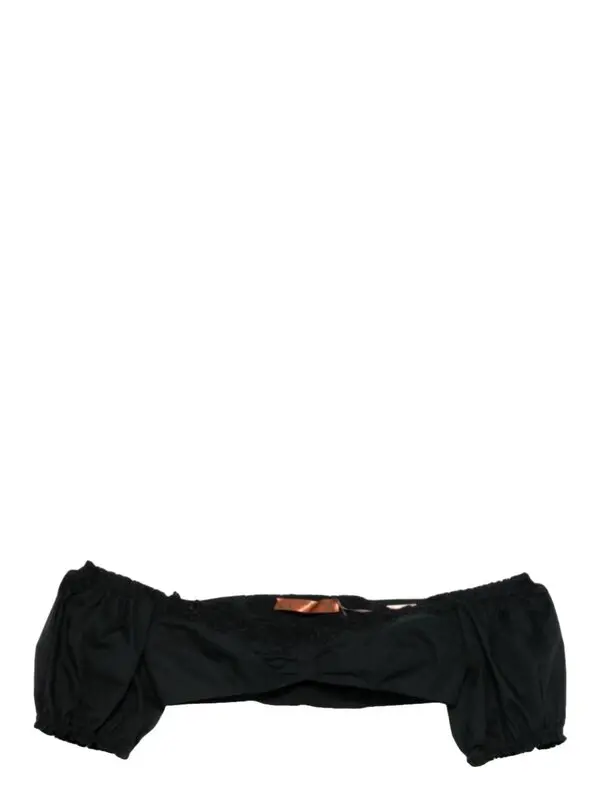 Ermanno Scervino Off-shoulder Top With Lace And Ruching - Black
