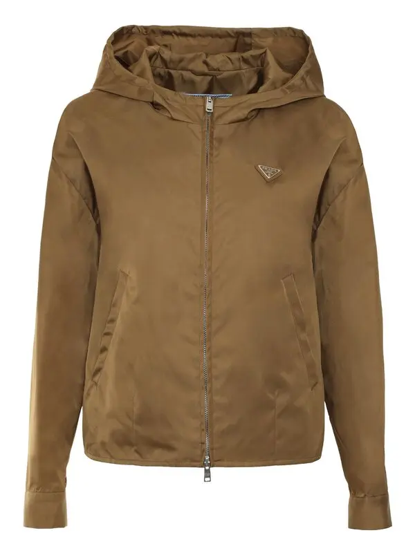 Prada Zip-up Hooded Jacket - Cork Beige