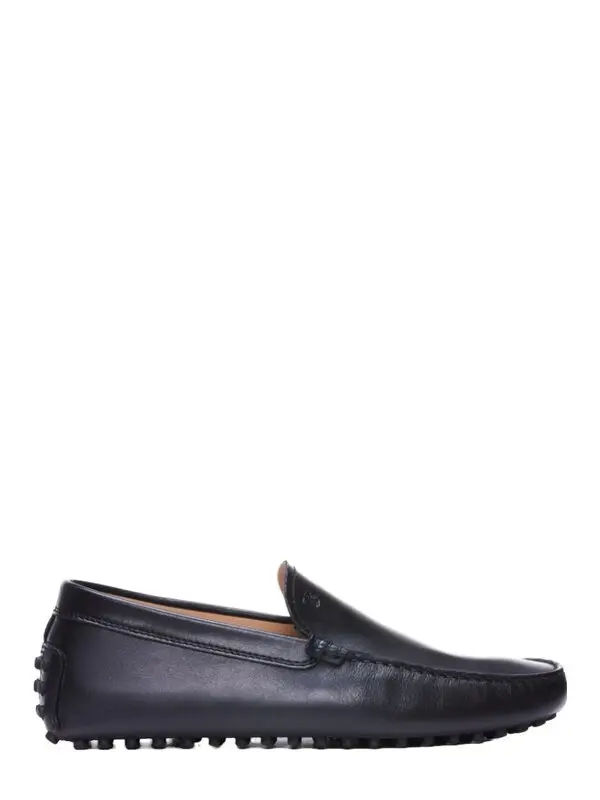 TOD'S Leather Slip-on Loafers With Iconic Cobblestone Sole - Black