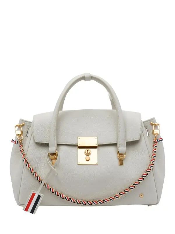 Thom Browne Rwb Stripe Luggage Bag - White