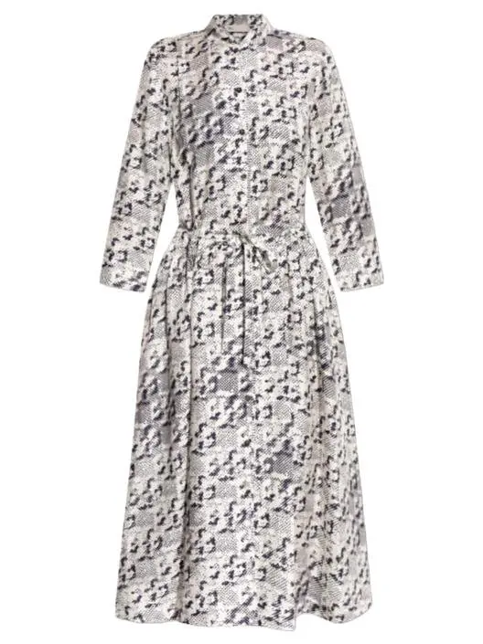 Tory Burch All-over Printed Maxi Dress With Drawstring Waist - Gray