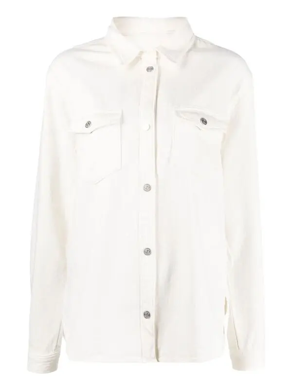 FRAME Long-sleeved Buttoned Shirt With Silver Buttons - White