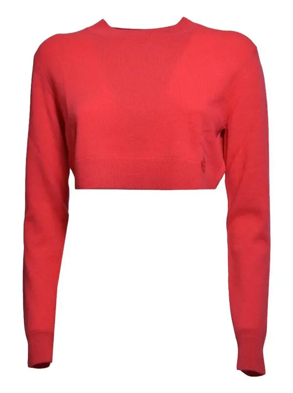 PATOU Cropped Knit Sweater - Bright Pink