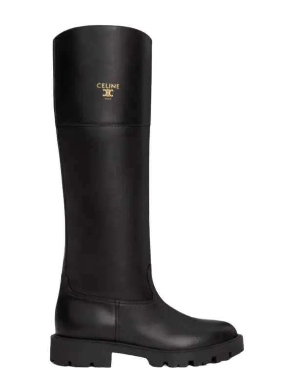 Celine Margaret High Boot In Calfskin - Black