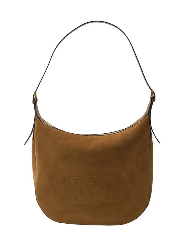 Celine Large Heloise Bag In Suede Calfskin - Tobacco Color