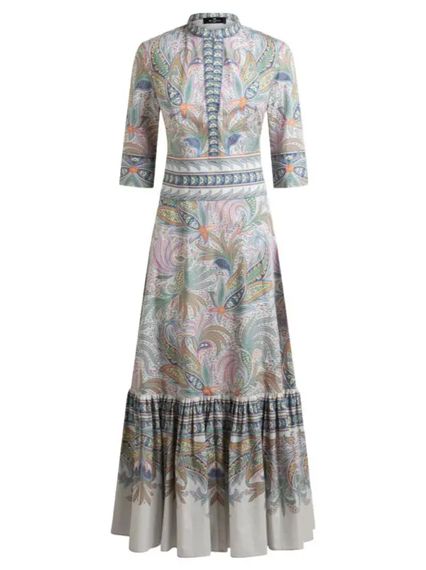 Etro Printed Flounce Dress - Gray