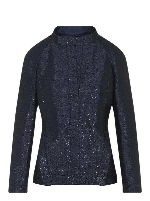 Giorgio Armani Sequin-embellished Long-sleeve Jacket - Black