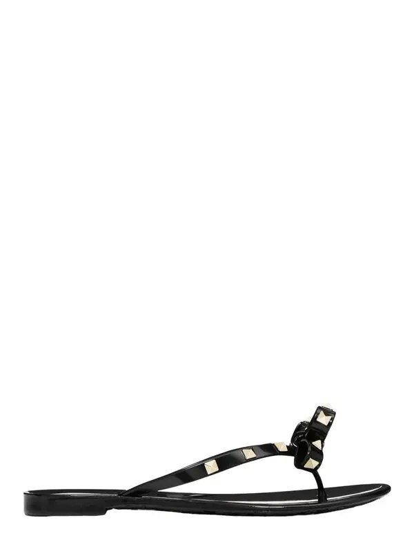 Valentino Garavani Rockstud Bow Detail Thong Sandals - Black