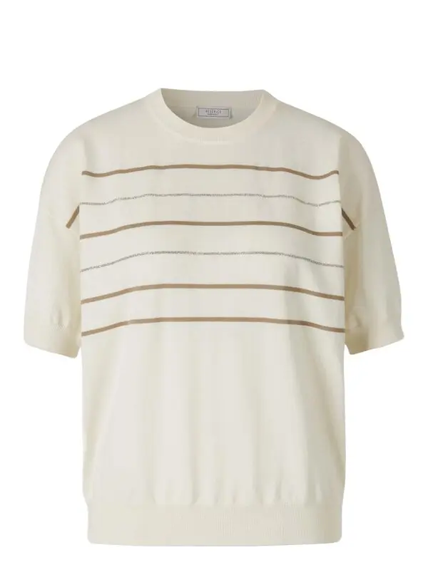 Peserico Short-sleeved Knitwear With Striped Detail - White