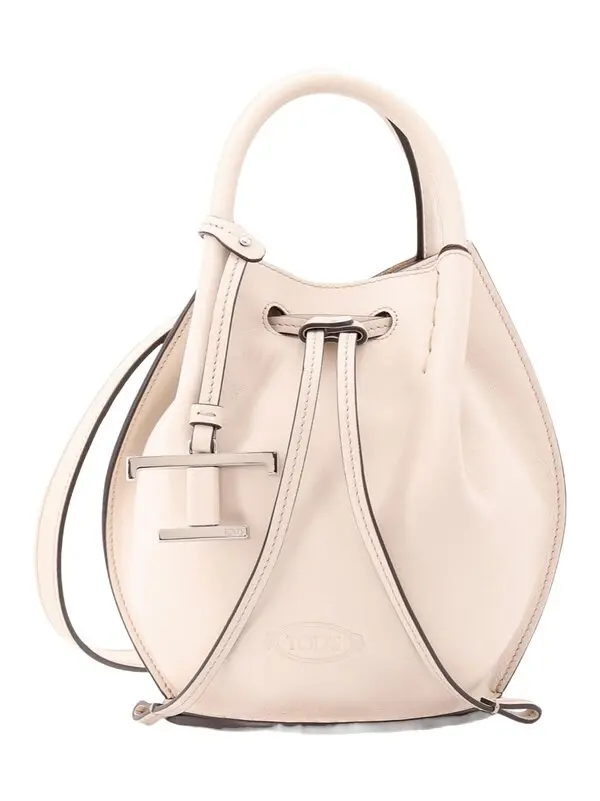 TOD'S Buz Drawstring Mini Bucket Bag - White