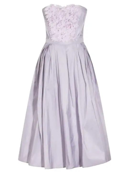 Elisabetta Franchi Strapless Floral Applique Dress - White