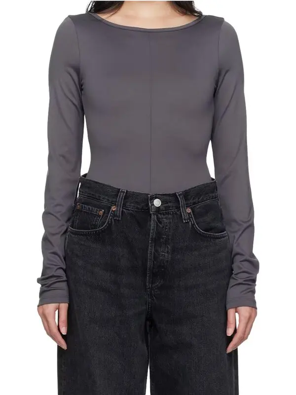 AGOLDE Backless Boat Neck Bodysuit - Black