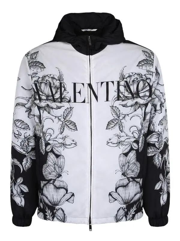Valentino Garavani Dark Blooming Printed Windbreaker - White
