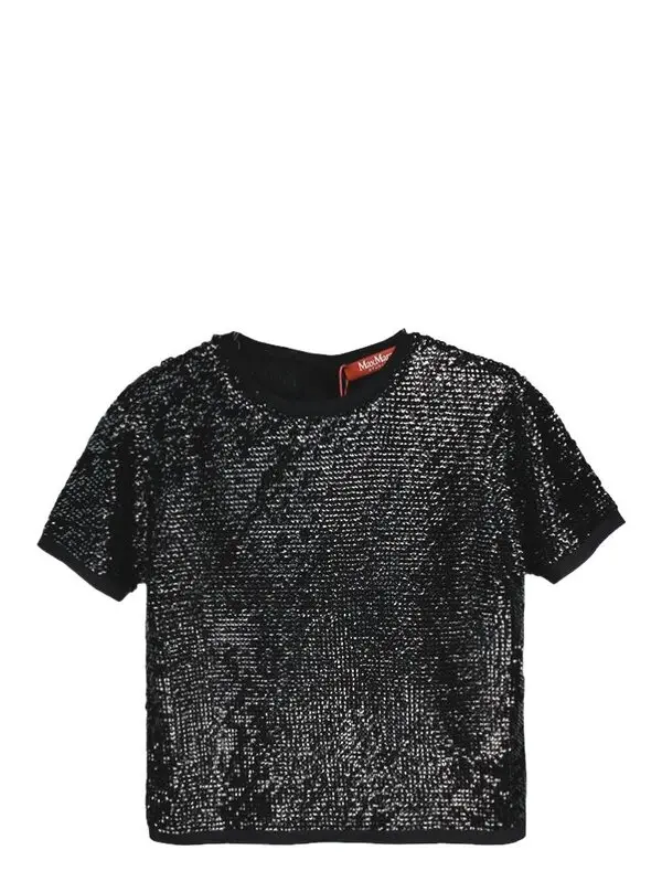 Max Mara Sequin Embellished Crewneck Top - Black