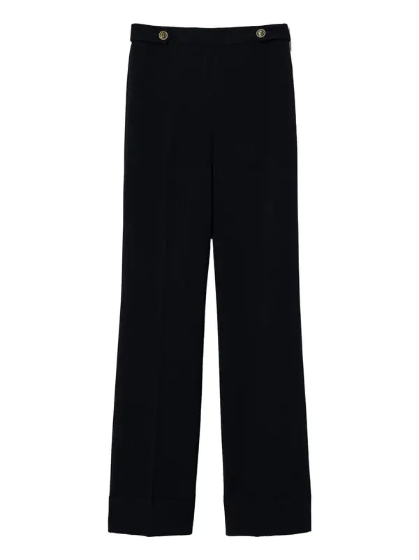 TWINSET High-waisted Crêpe Cady Trousers With Logo Button Detail - Classic Blue