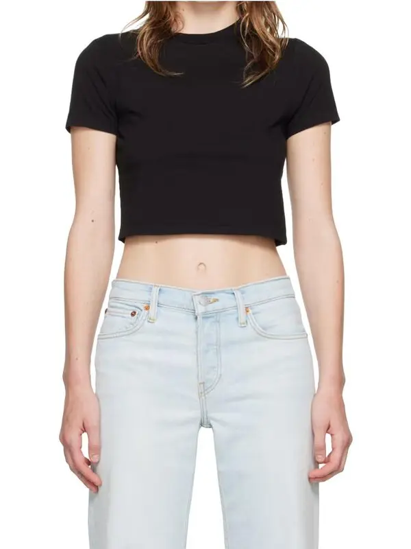 RE/DONE Ribbed Crewneck Short Sleeve Cropped T-shirt - White