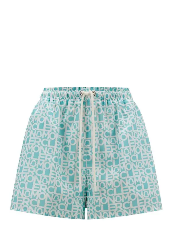 Moncler Logo Print Elasticated Waist Shorts - Blue