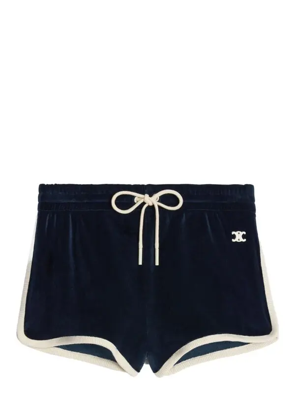 Celine Triomphe Velvet Jersey Mini Shorts - Black