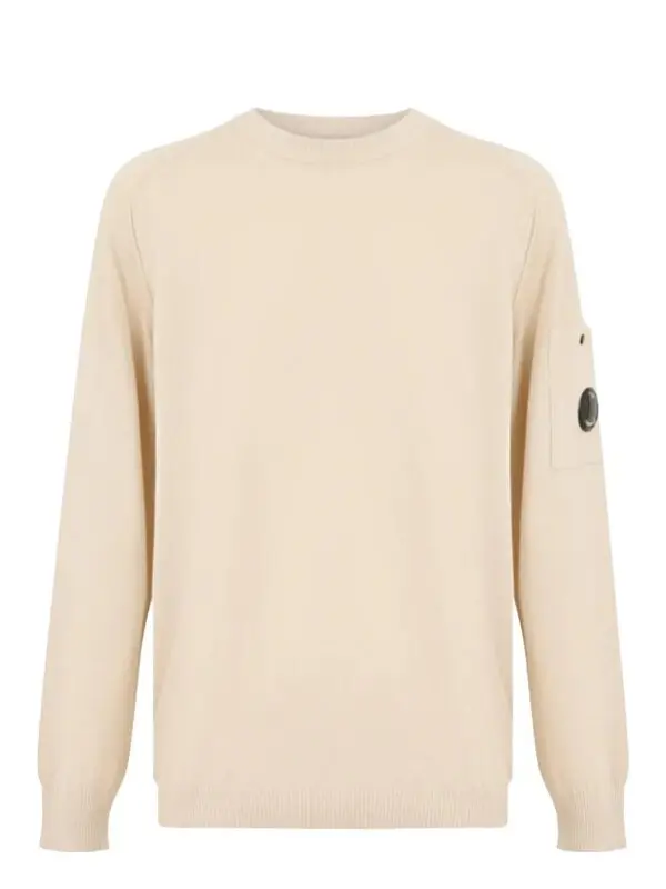 C.P. COMPANY Crewneck Lens Jumper - Beige