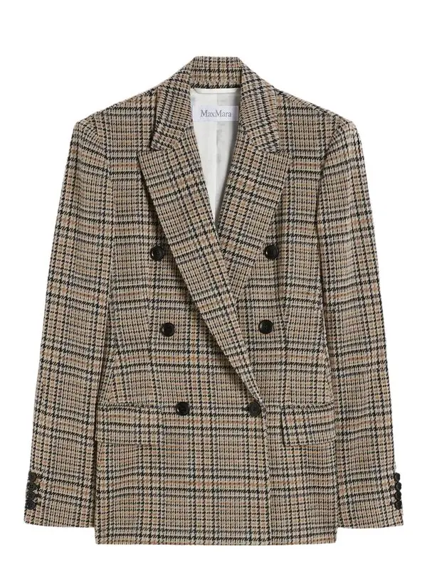 Max Mara Double-breasted Checked Blazer - Dark Gray
