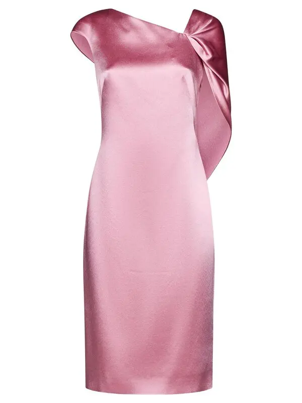 Givenchy Asymmetrical Draped-back Midi Dress - Pink