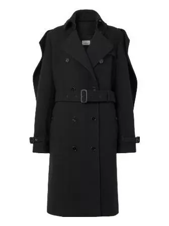 Burberry Double-breasted Splicing Design Windbreaker - Black