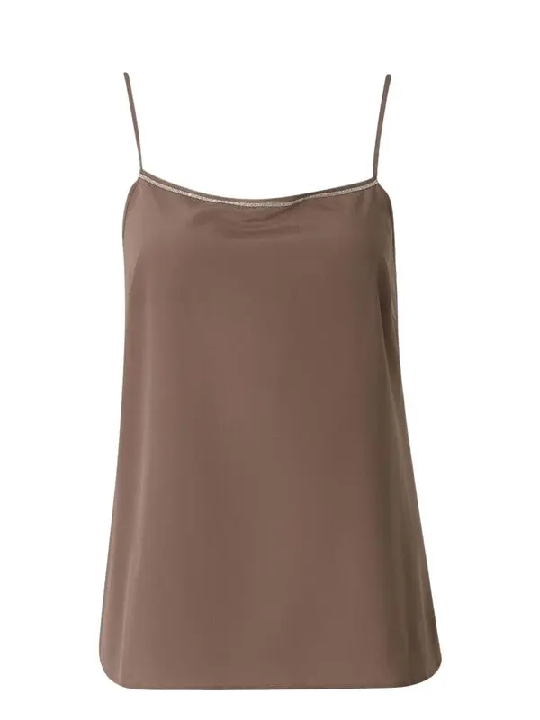 Peserico Sleeveless Sequined Neckline Camisole - Brown