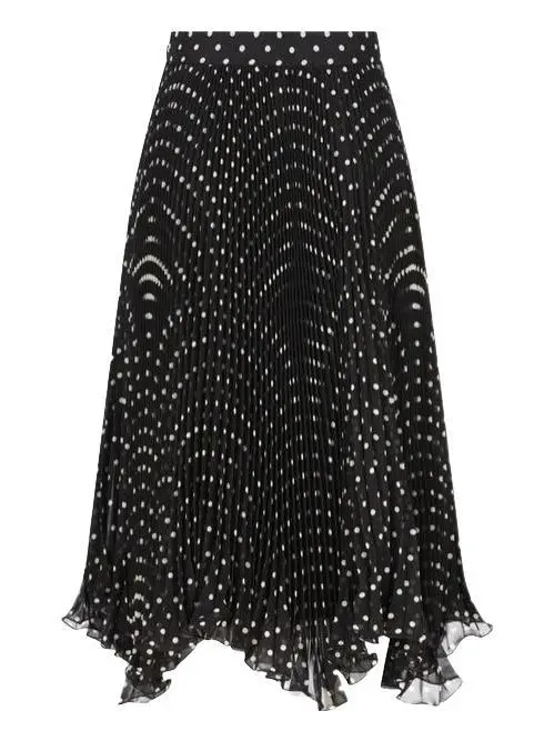 Valentino Garavani Asymmetric Polka-dot Pleated Skirt - Black