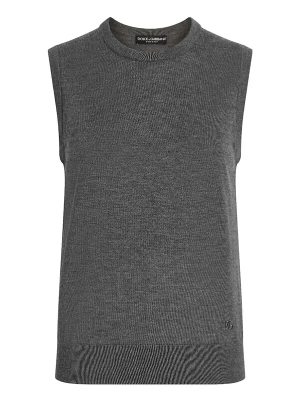 Dolce & Gabbana Ribbed Knit Sleeveless Vest - Black