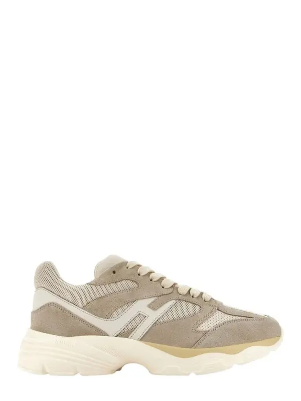 Hogan H Logo Patch Panelled Lace-up Sneakers - Nude