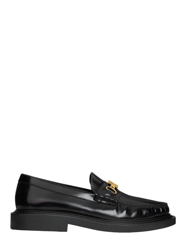 Celine Triomphe Chain Loafer In Polished Bull - Black