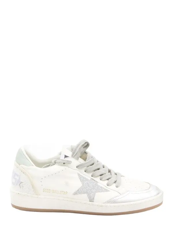 GOLDEN GOOSE Ball Star Glittered Lace-up Sneakers - White