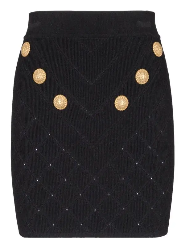 Balmain Fine-knit High-waisted Mini Skirt - Black