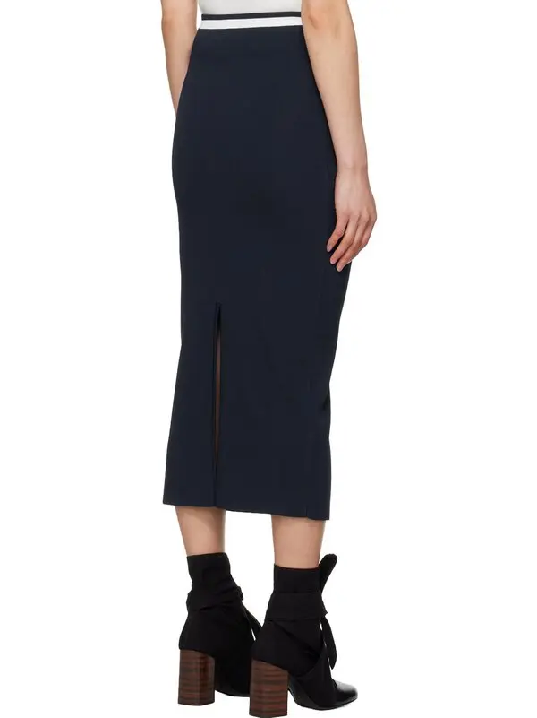 Staud Karina Midi Skirt - Navy Blue/white