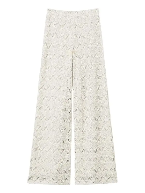 TWINSET Wide Leg Lace Trousers - Light Beige
