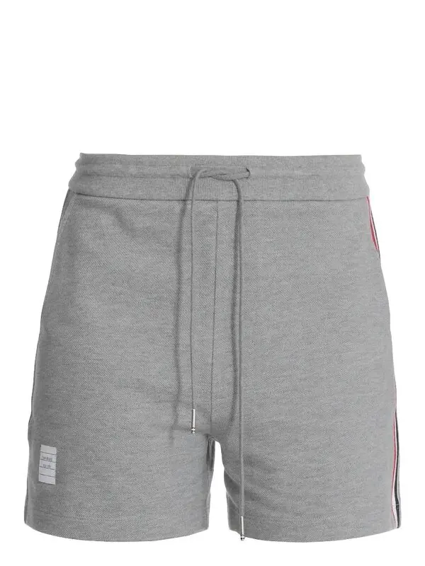 Thom Browne Drawstring Shorts With Rwb Stripes - Gray