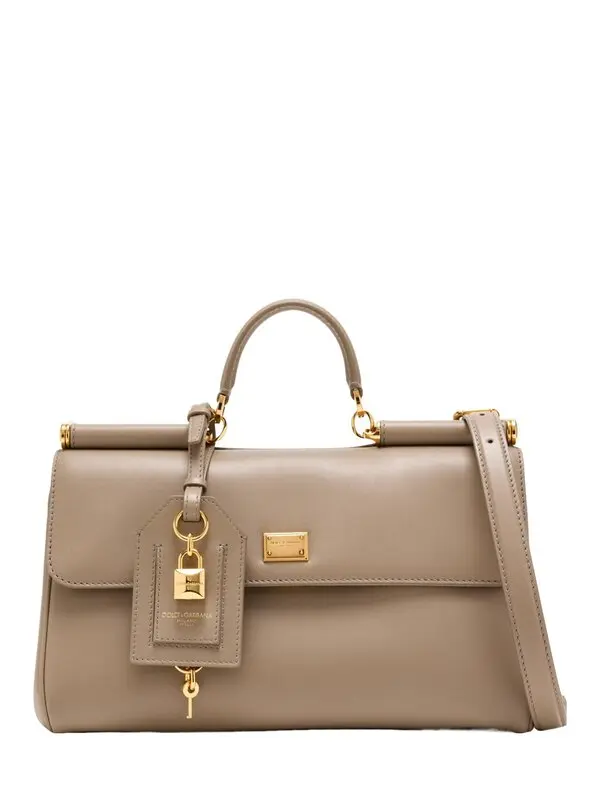Dolce & Gabbana Logo Plaque Medium Sicily Handbag - Beige