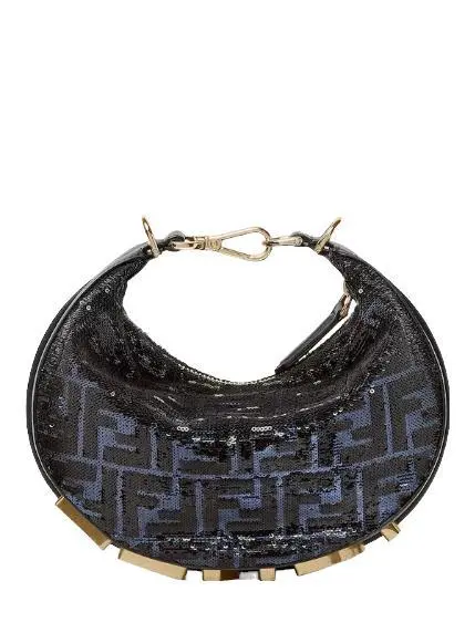 Fendi Sequined Ff Motif Mini Bag - Blue And Black