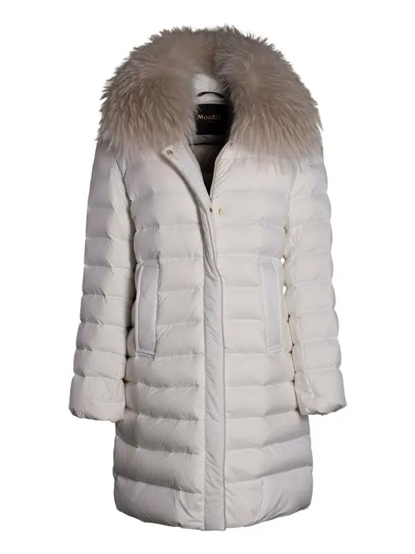 MOORER Down Coat With Fur Collar - Gray