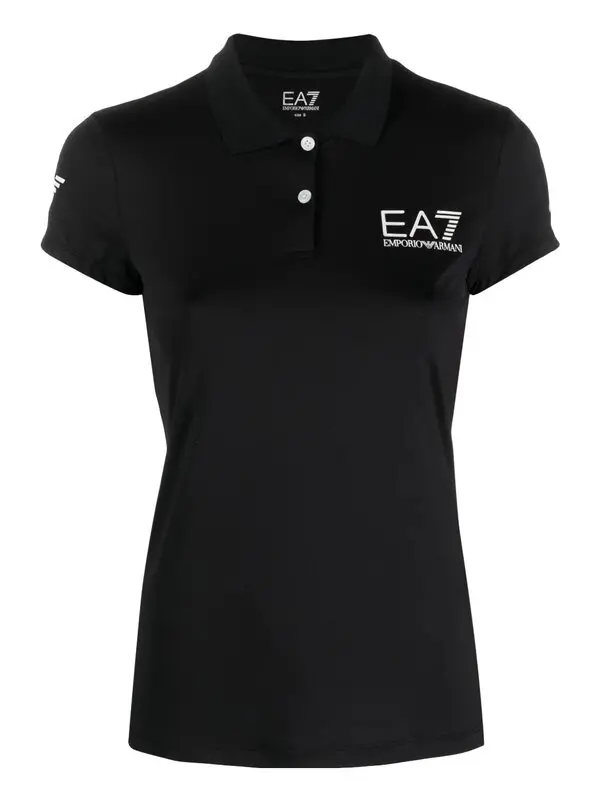 EA7 Logo-print Performance Polo Shirt - Black