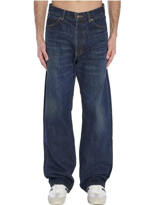 Celine Kurt Jeans In Dark Stone Wash Denim - Blue