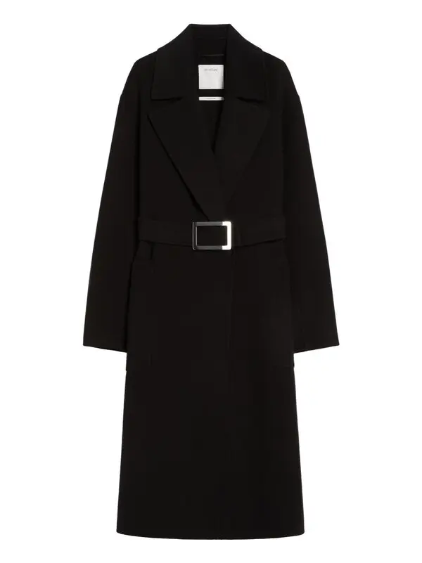 Sportmax Wool Long Wrap Coat - Black