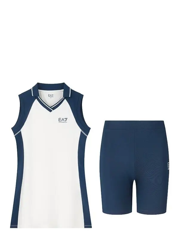 EA7 Tennis Pro Dress With Shorts In Ventus7 Technical Fabric - White