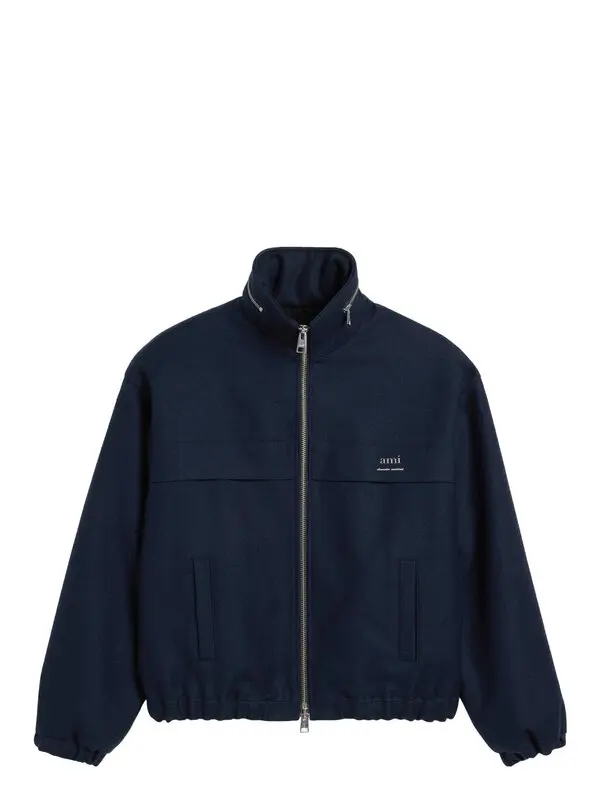 Ami Elasticated Waist Zipped Windbreaker - Navy Blue