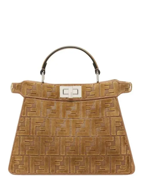Fendi Peekaboo Monogrammed Top Handle Bag - Brown