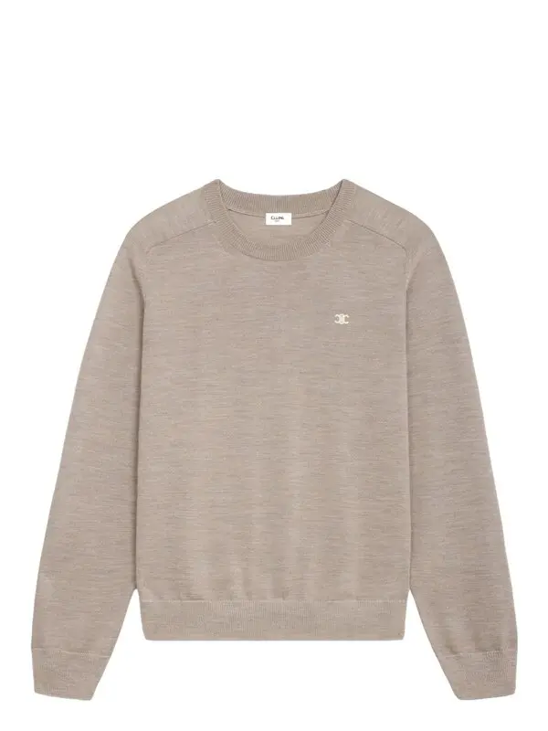 Celine Crew Neck Wool Sweater - Light Taupe