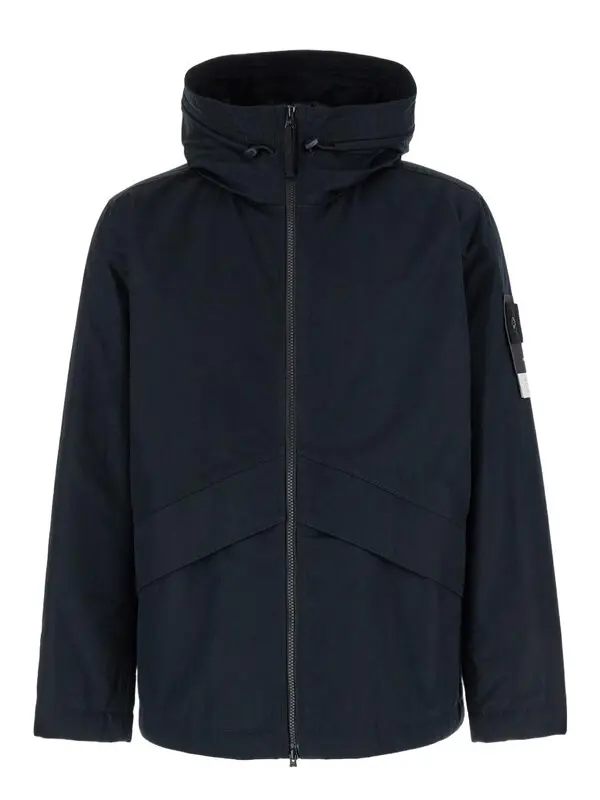 Stone Island Hooded Zip-up Jacket - Black
